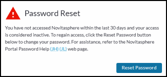 Novitasphere Portal Password Help