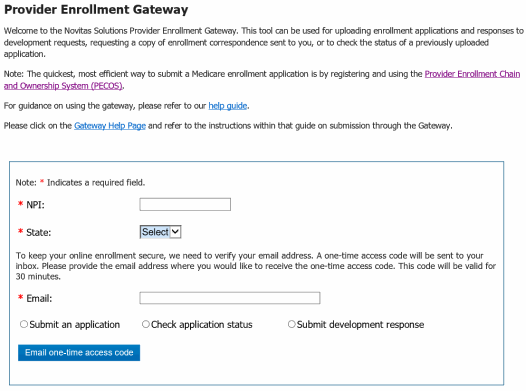 Provider Enrollment Gateway - User Guide