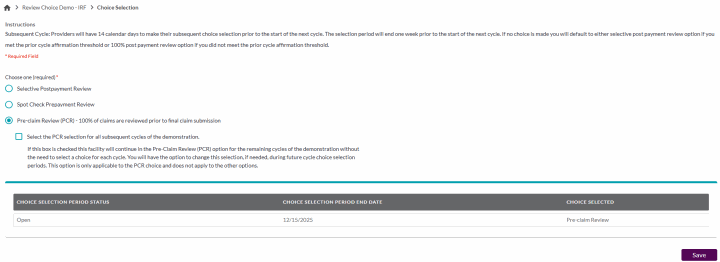 Inpatient Rehabilitation Facility Review Choice Demonstration (IRF RCD ...