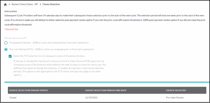 Inpatient Rehabilitation Facility Review Choice Demonstration (IRF RCD ...