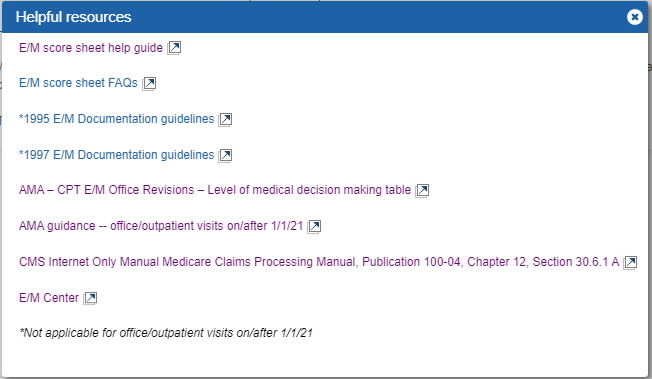 Evaluation & management (E/M) Help Guide