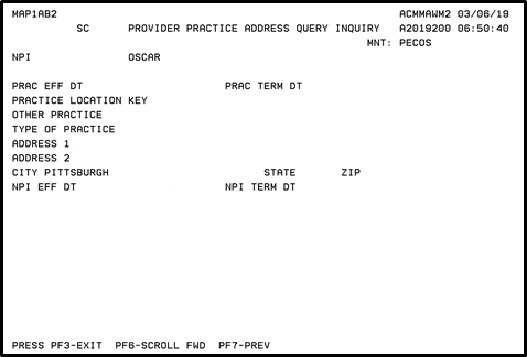 FISS Chapter 4 Inquiry menu