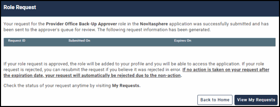 Office back-up approver and end users steps to request Novitasphere role