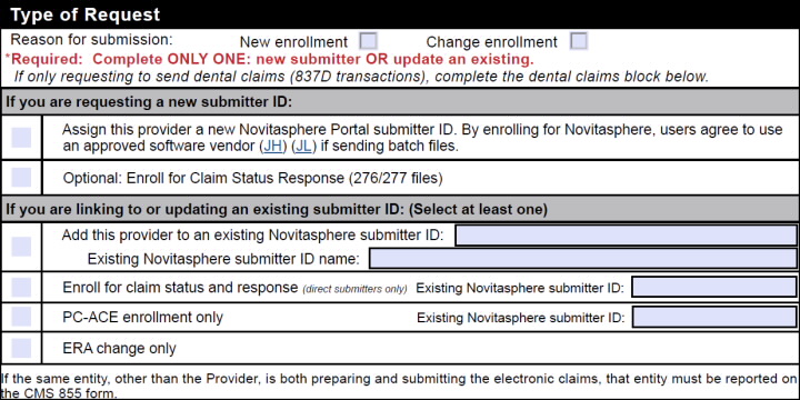 Instructions for Completing the EDI Novitasphere Portal Enrollment Form 8292P